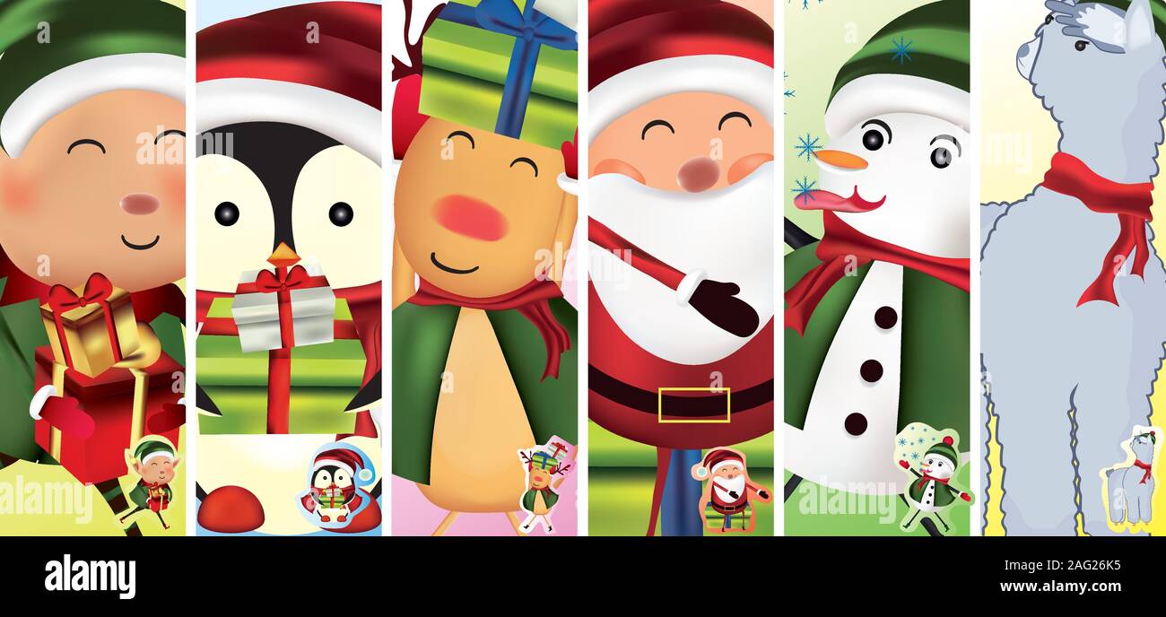 Collection Christmas characters. Christmas snowman, Santa Clause, elves ...