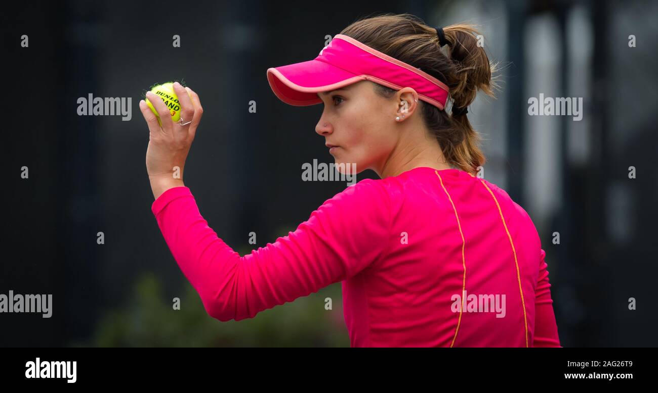 Lauren Davis of the United States in action during her first-round ...