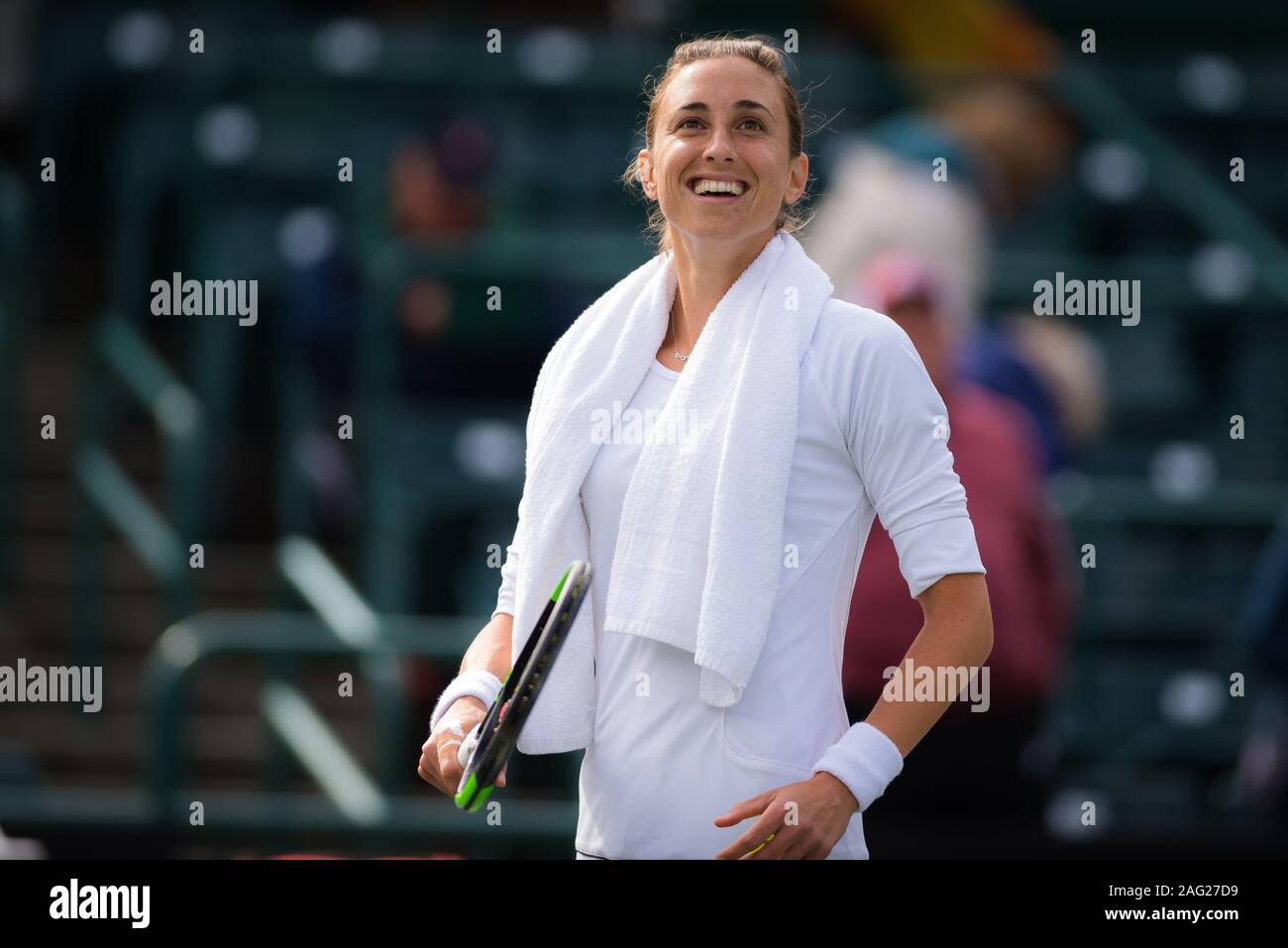 Petra Martic of Croatia after winning her first-round match at the 2019 ...