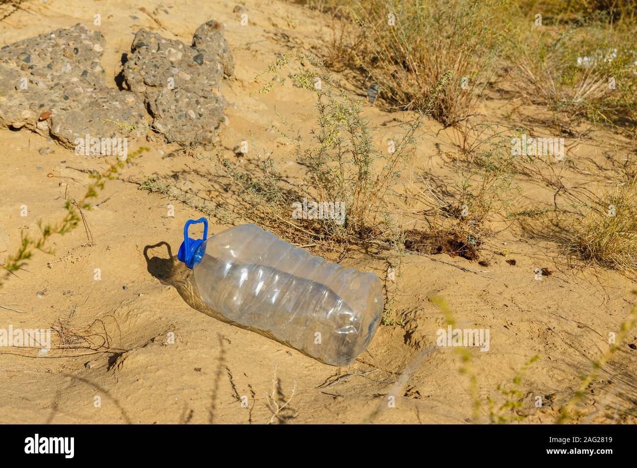 Empty Water Bottle In Desert