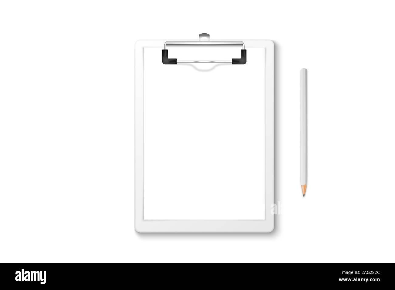 Vector 3d Realistic White Clipboard with Blank Paper, Metal Clip, Wood ...