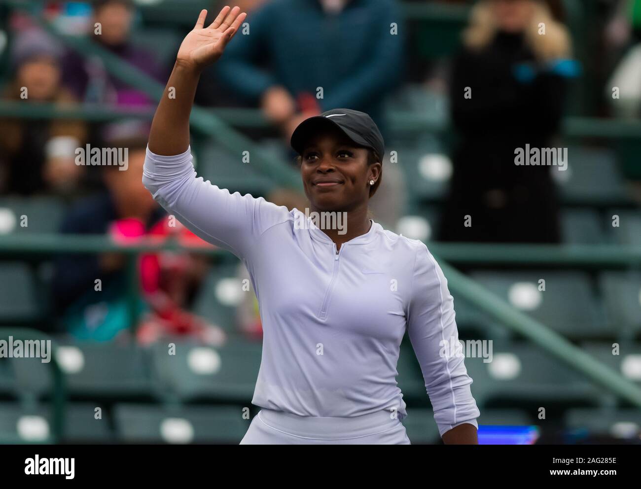 Sloane Stephens of the United States in action during her first-round ...