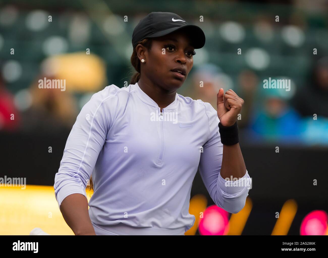 Sloane Stephens of the United States in action during her first-round ...