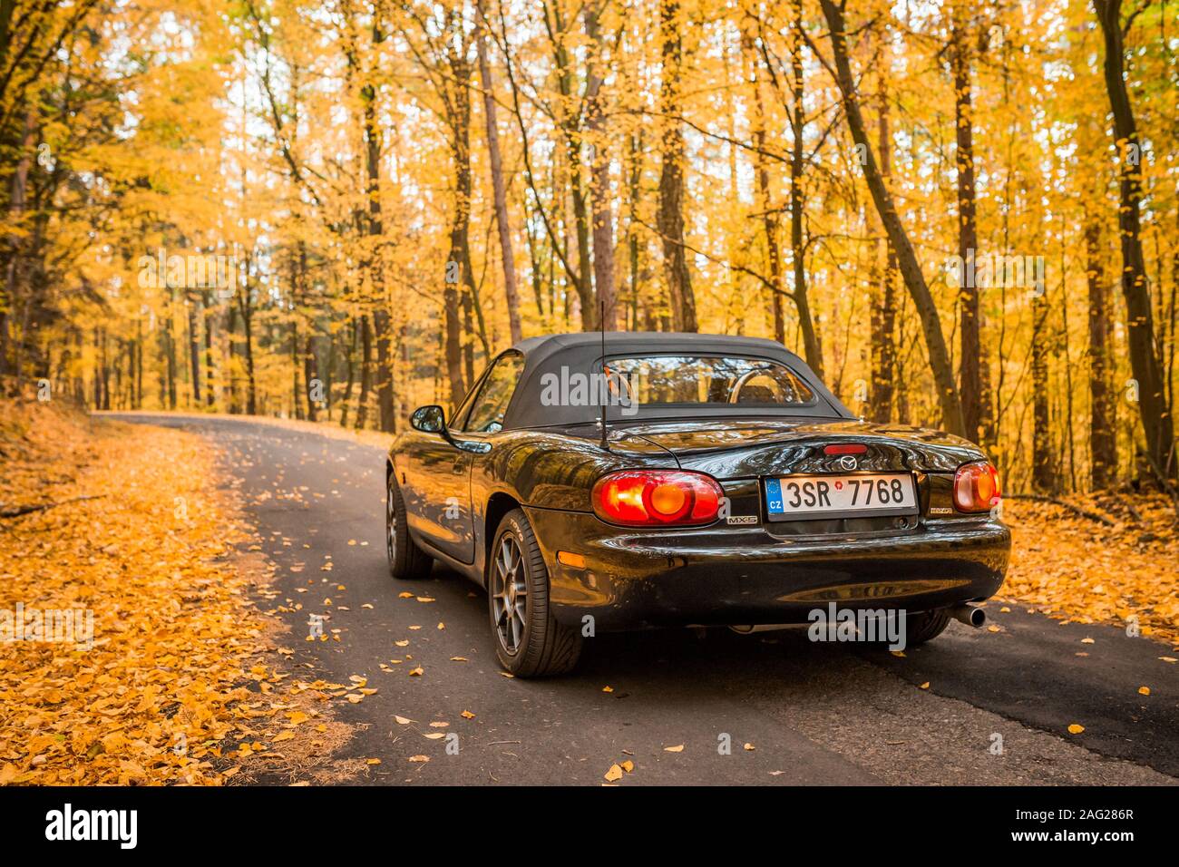 PRAGUE, CZECH REPUBLIC, OCTOBER 2019: Mazda MX-5 Miata NB second ...