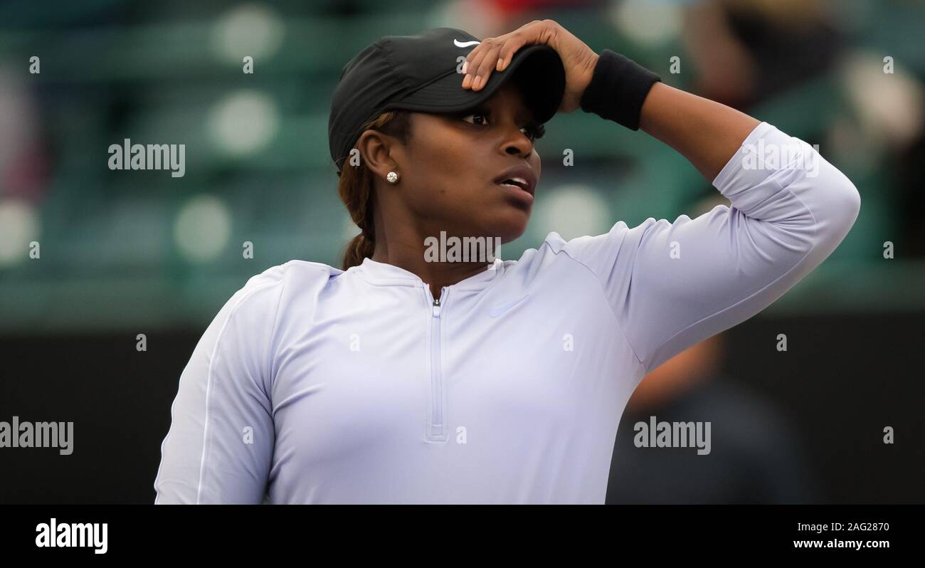Sloane Stephens of the United States in action during her first-round ...