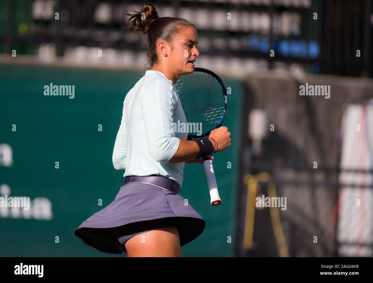 Maria Sakkari of Greece in action during her first-round match at the 2019 Volvo Car Open WTA ...