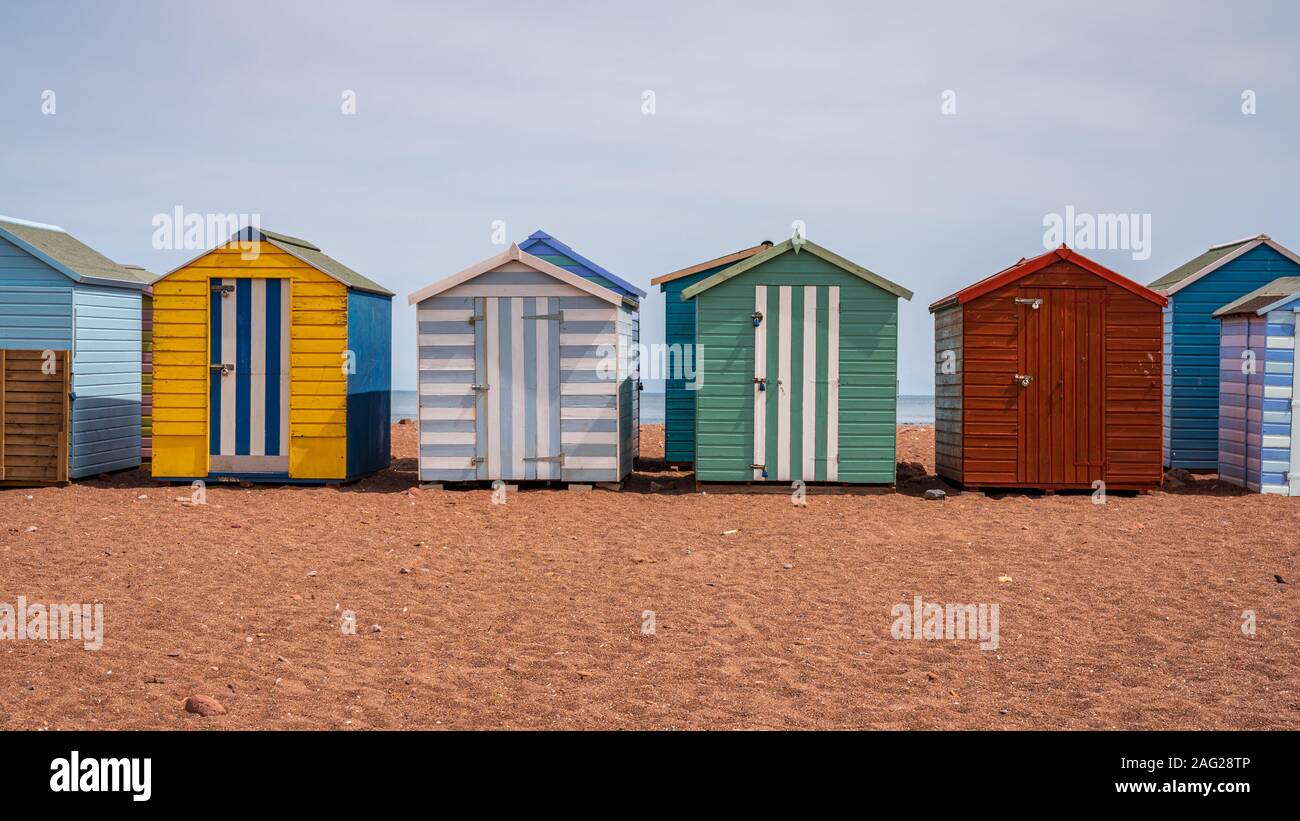 Teignmouth, Devon, England, UK - June 05, 2019: Beach Huts on ...