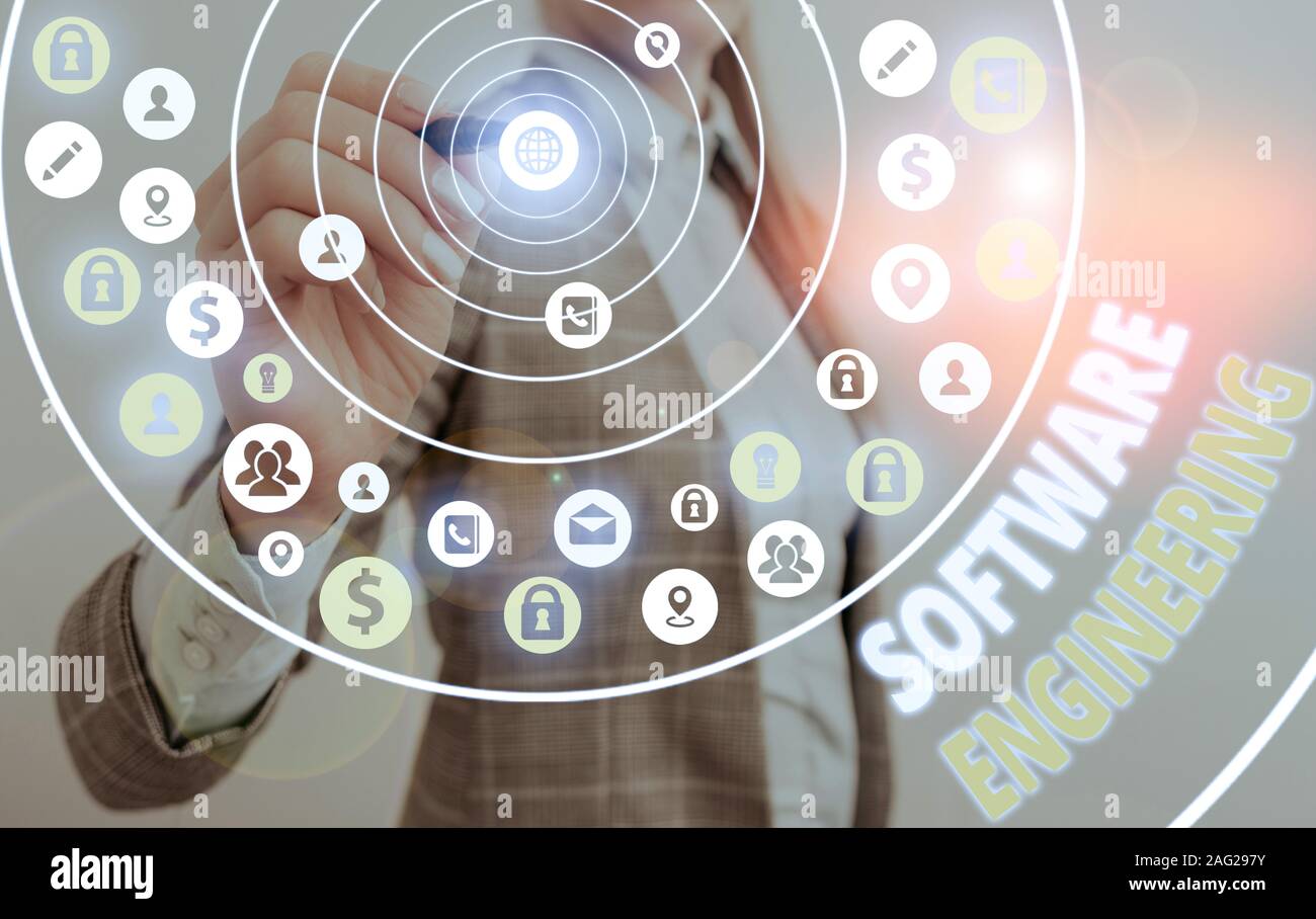 Word writing text Software Engineering. Business photo showcasing apply ...