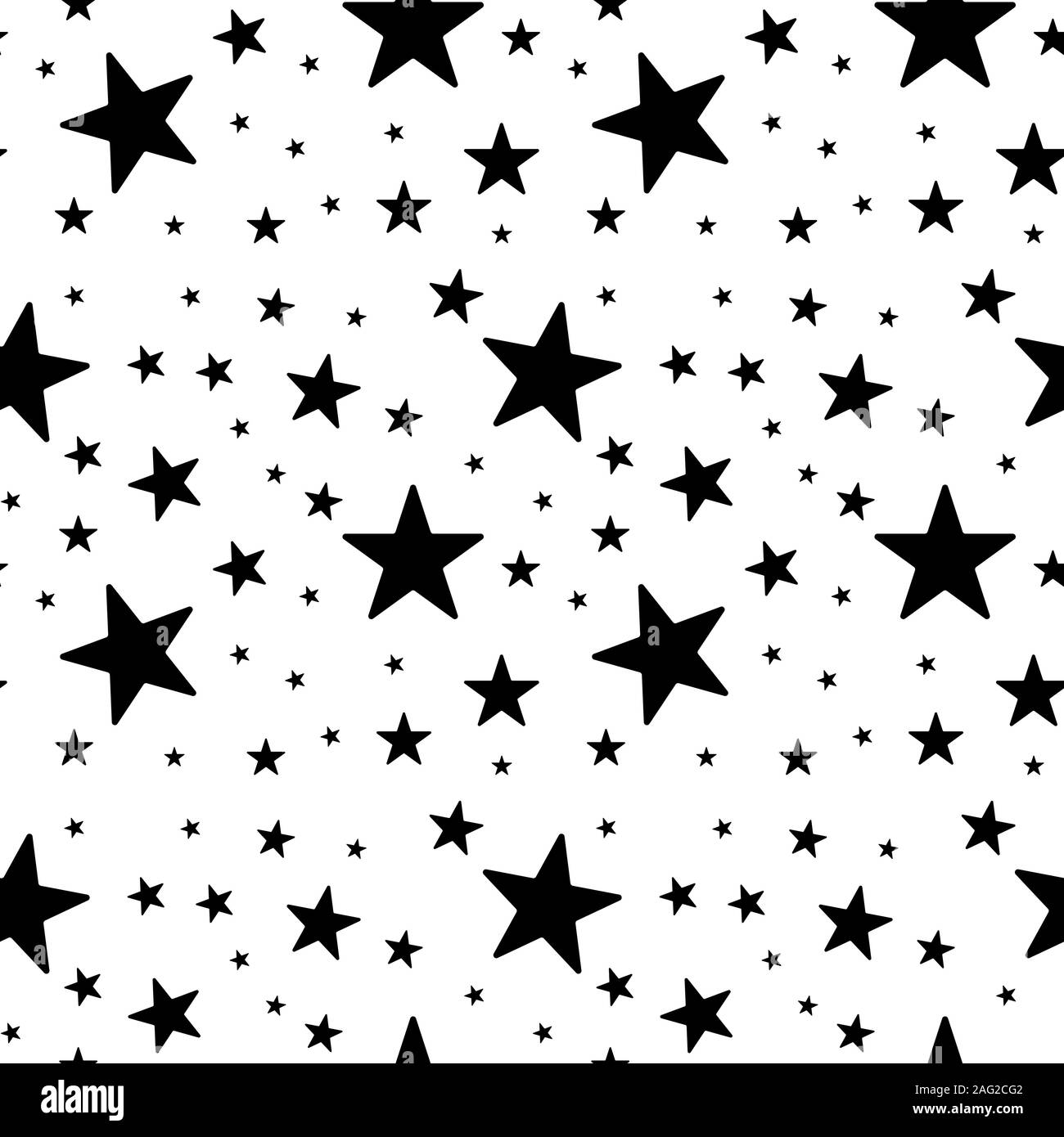 Seamless pattern with black star shapes on white background. Simple ...