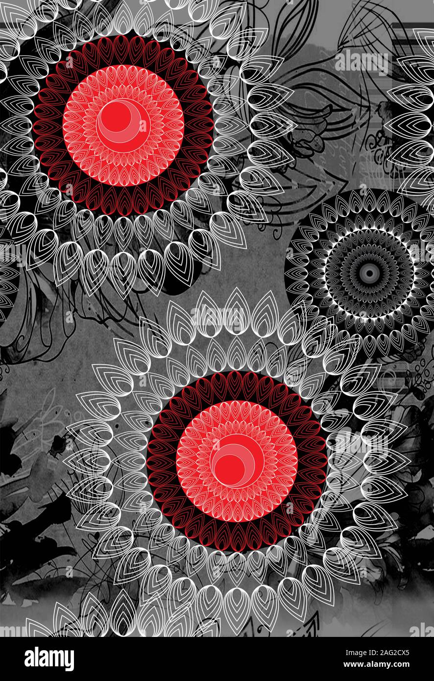 Traditional geometric shapes with line art flowers. Ethnic,folk ...