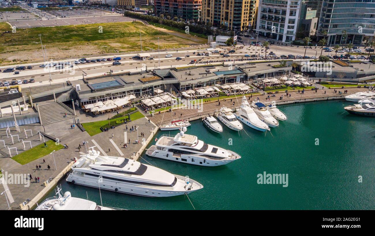 Shops and restaurants at Zaytouna Bay, Beirut, Lebanon Stock Photo - Alamy