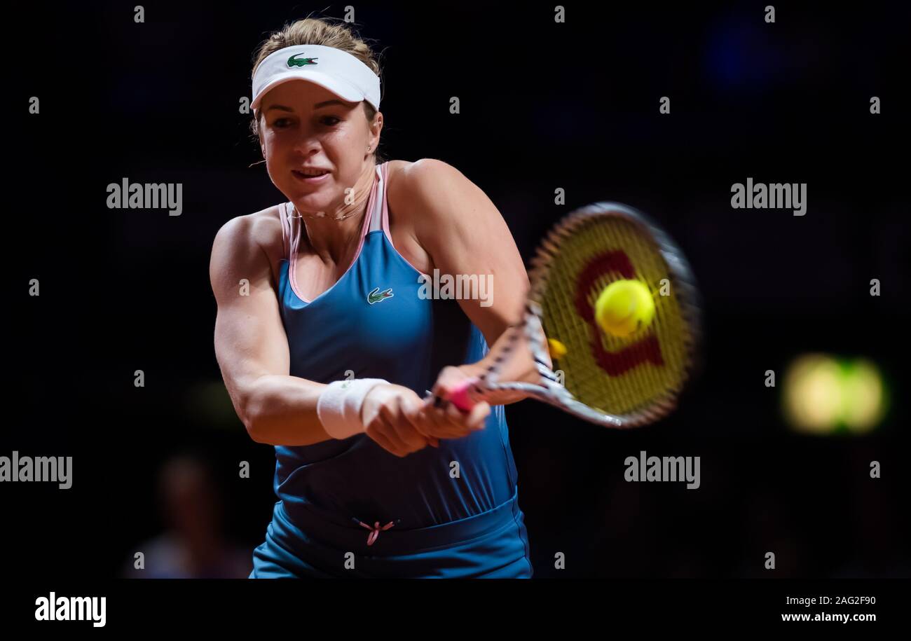 Anastasia Pavlyuchenkova of Russia in action during her first-round ...