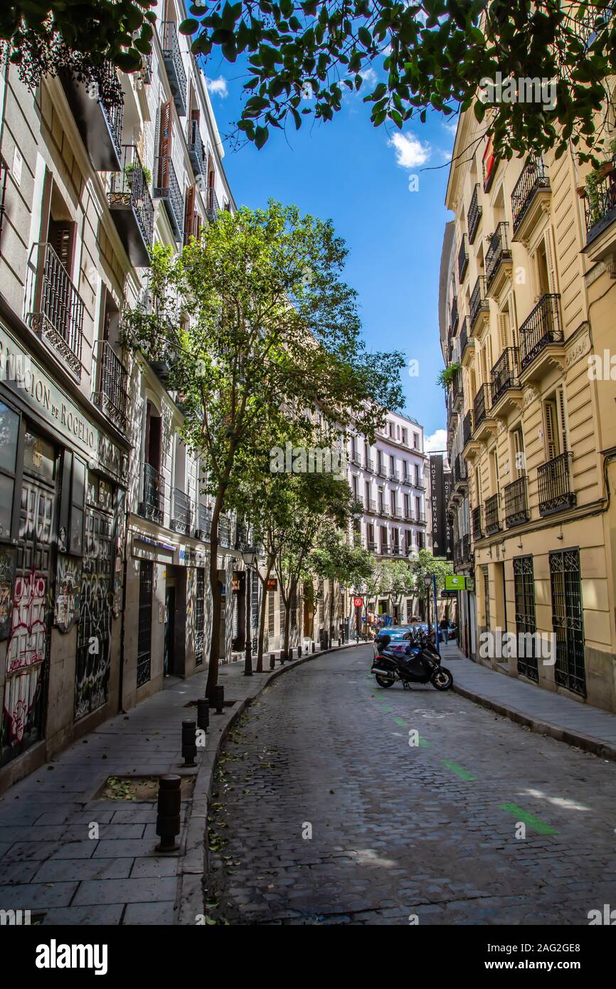 The central Huertas district in Madrid, capital of the Kingdom of Spain ...