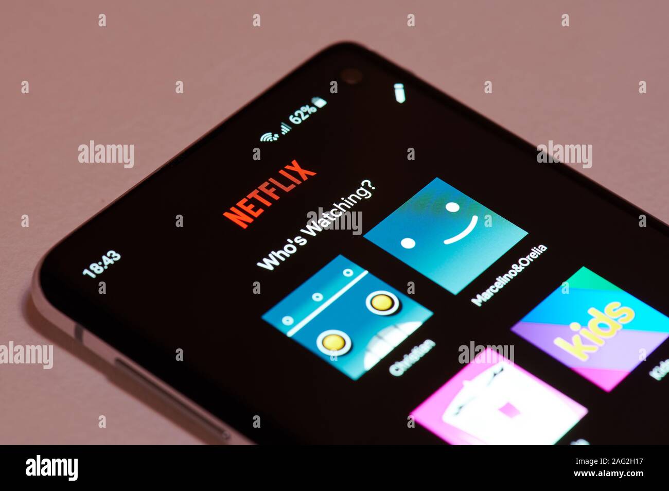 New york, USA - december 17, 2019: Using netflix app on smartphone ...