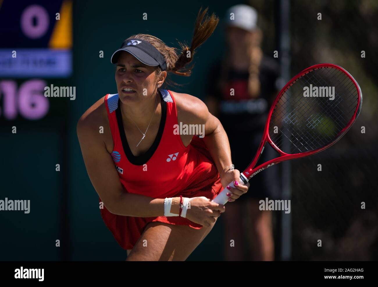 Monica Puig of Puerto Rico in action during her third-round match at ...