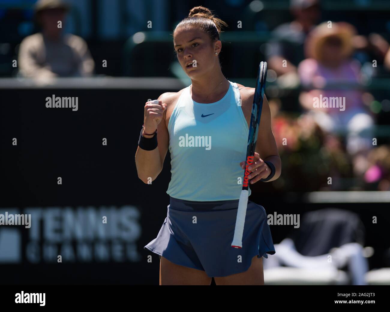 Maria Sakkari of Greece in action during her third-round match at the 2019 Volvo Car Open WTA ...