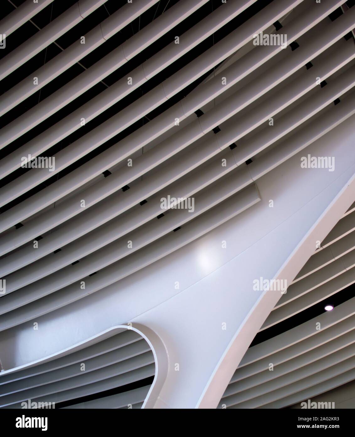 Curved structural column at an airport. Modern architecture, design ...