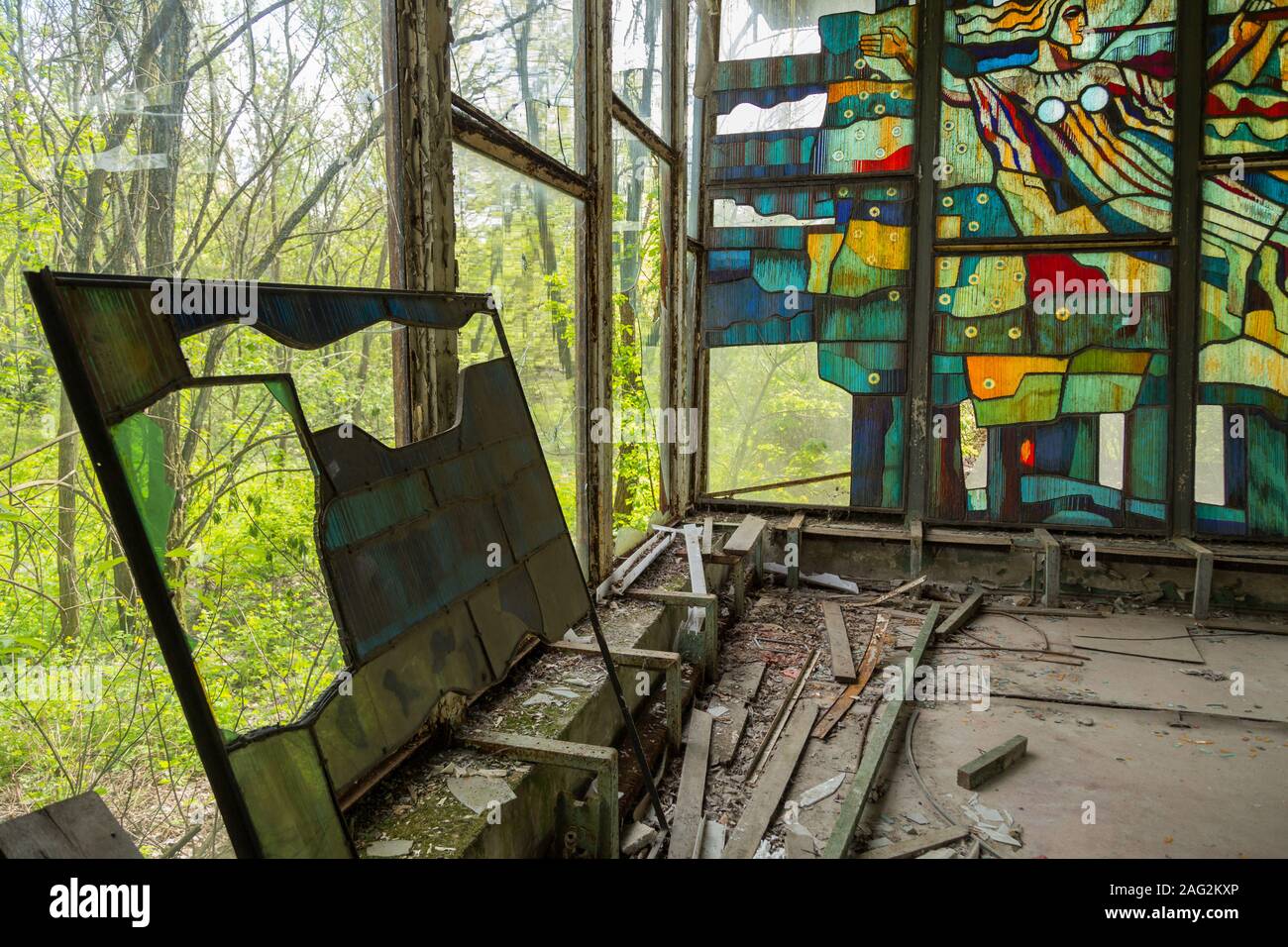 Chernobyl zone. Church in the city of Pripyat in Ukraine. Exclusion ...