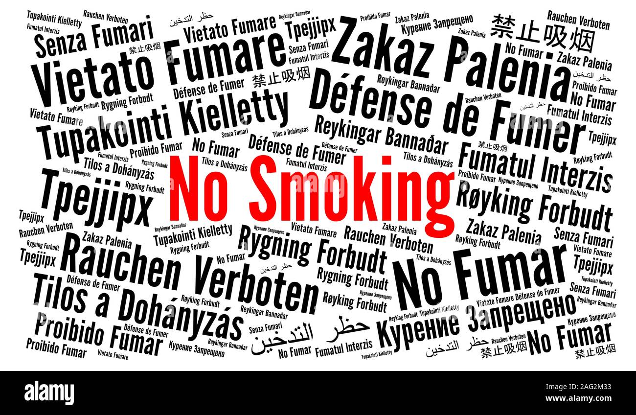 No smoking word cloud in different languages Stock Photo - Alamy