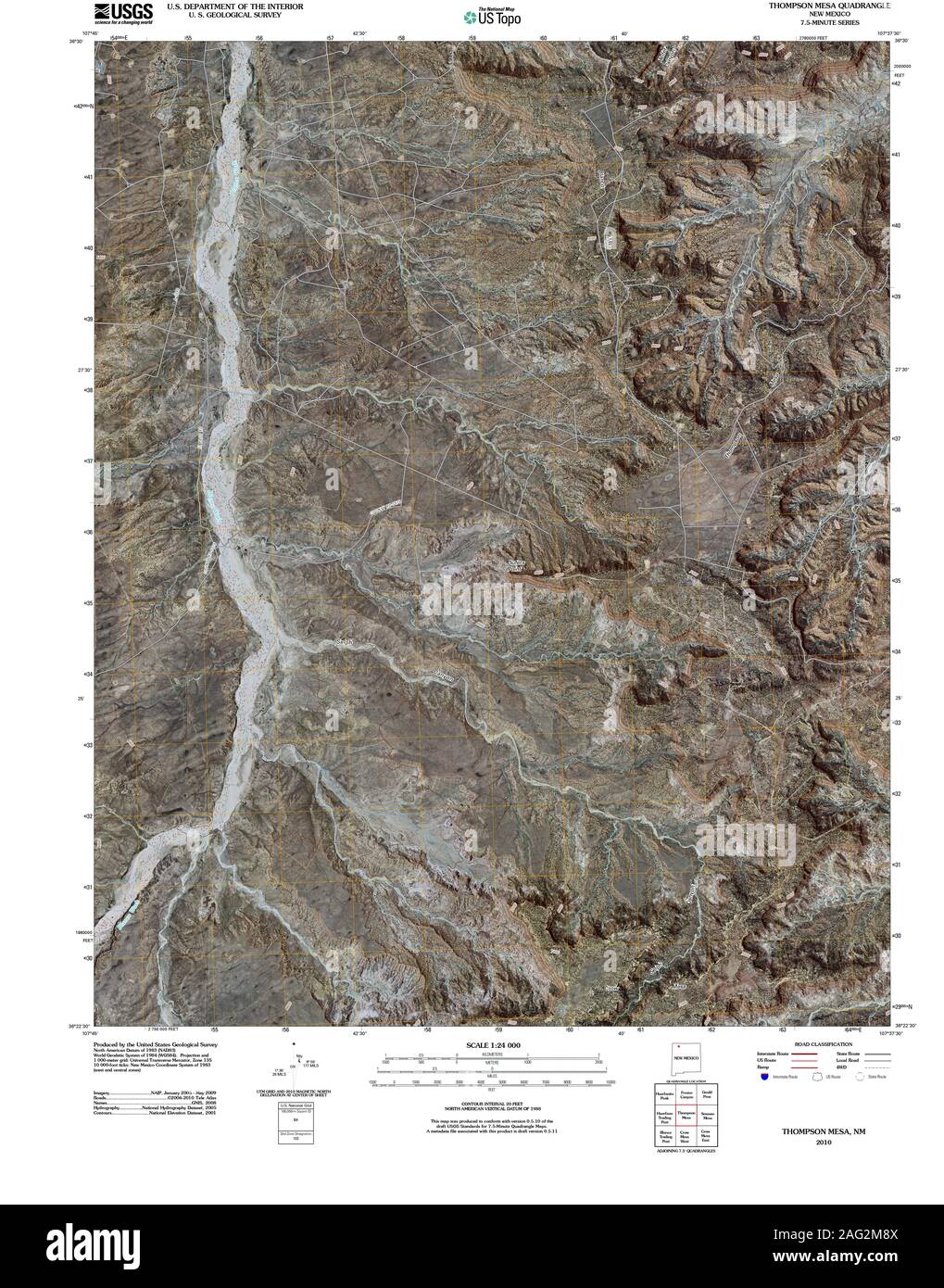 USGS TOPO Map New Mexico NM Thompson Mesa 20100831 TM Restoration Stock ...