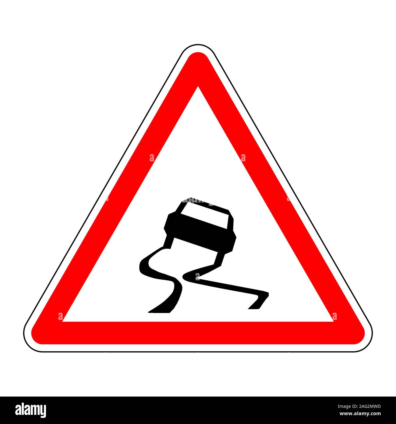 Slippery road sign illustration Stock Photo - Alamy
