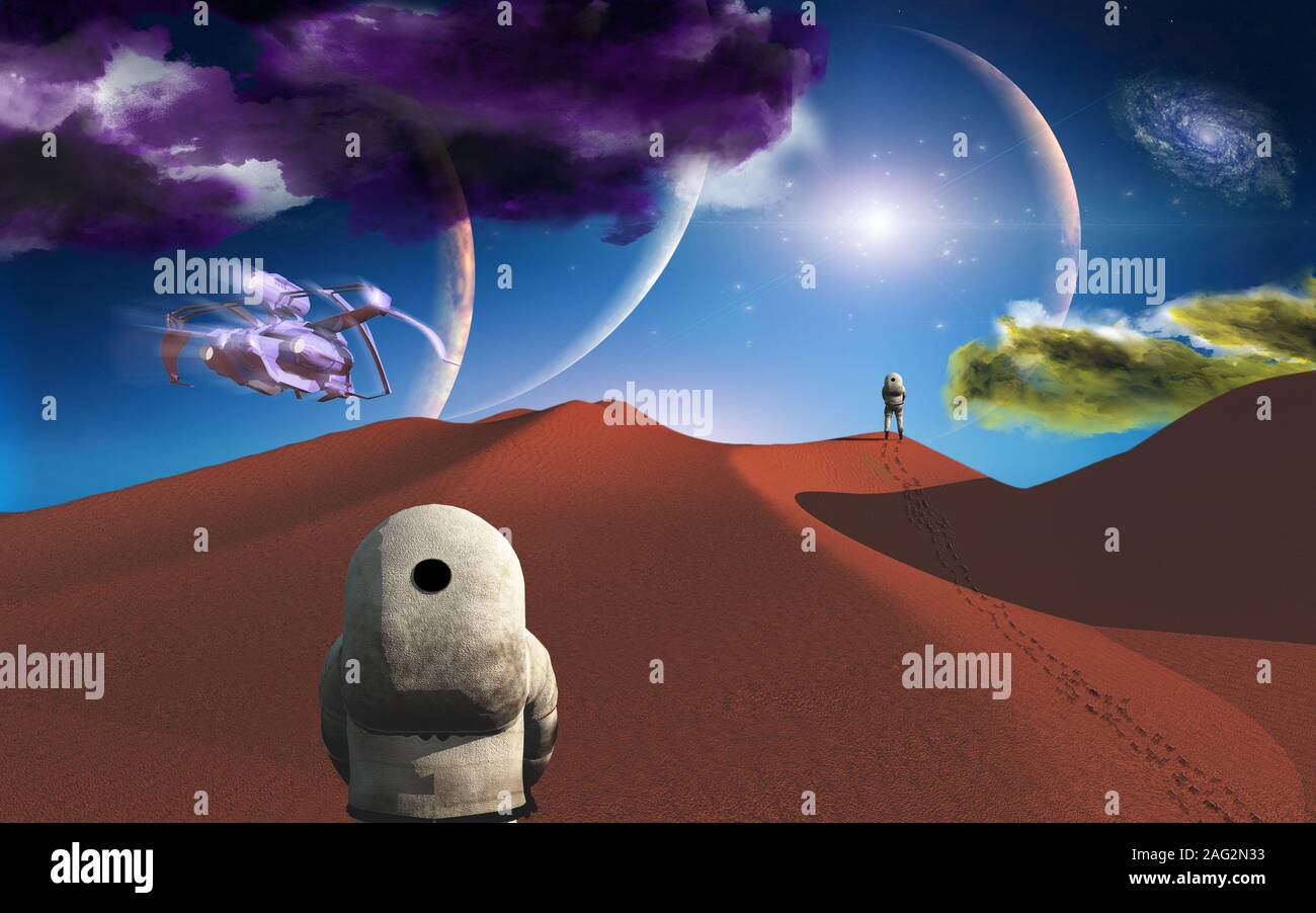 Astronauts on another planet. Space journey Stock Photo - Alamy