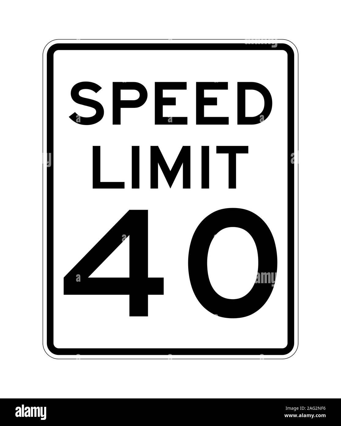 Speed limit 40 road sign in USA Stock Photo - Alamy