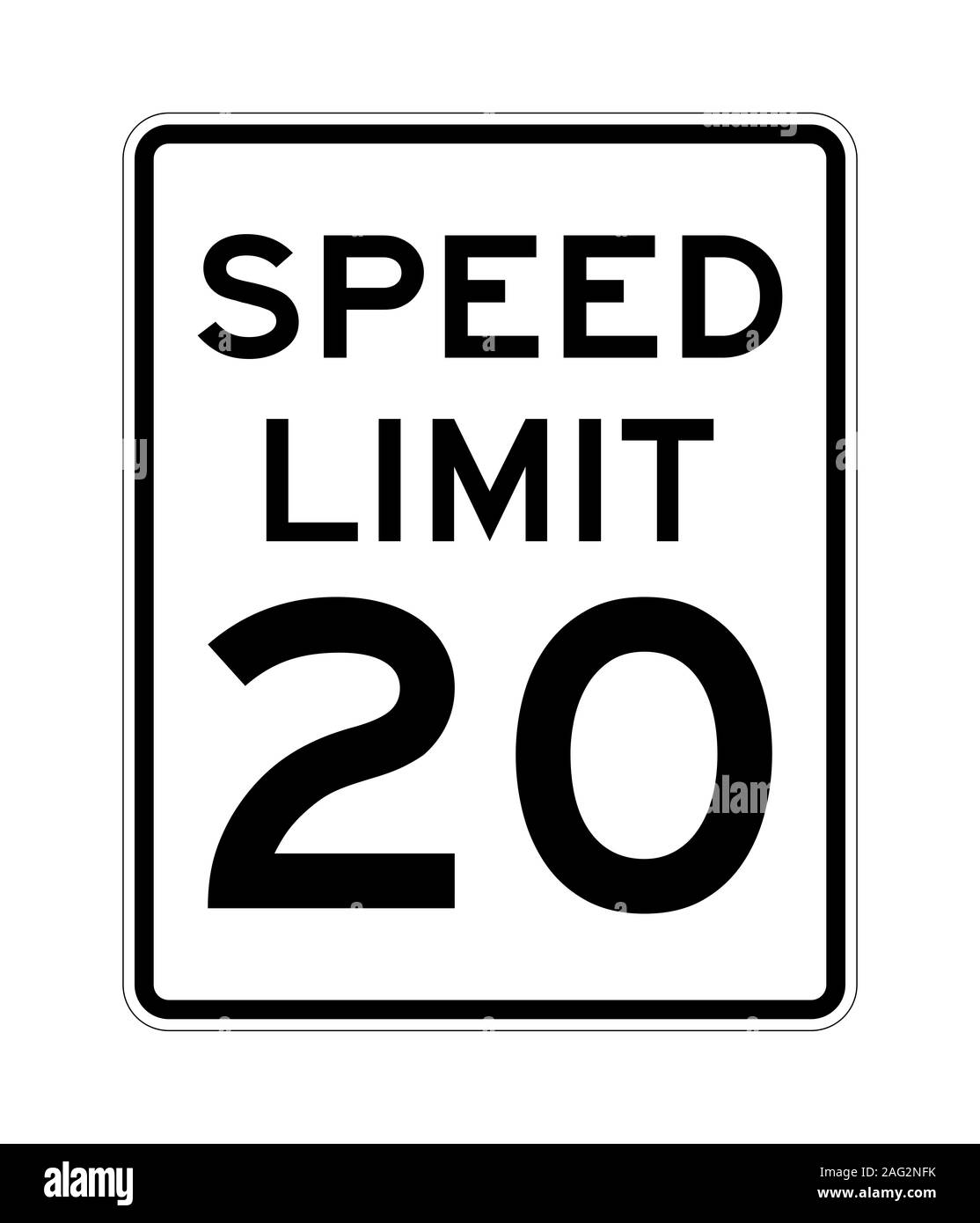 Speed limit 20 road sign in USA Stock Photo - Alamy