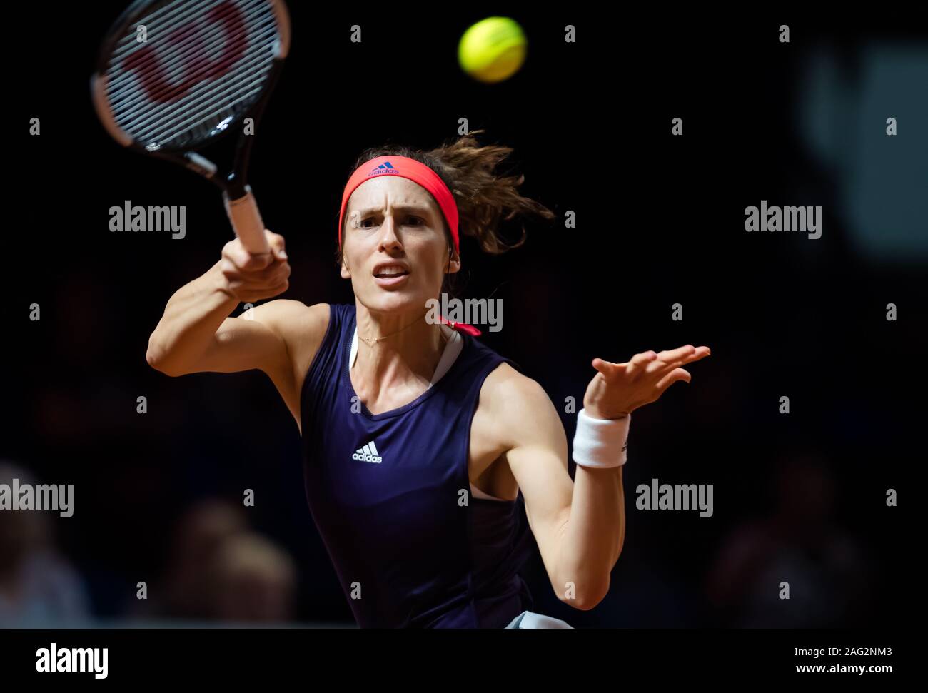Andrea Petkovic of Germany in action during her first-round match at the 2019 Porsche Tennis ...