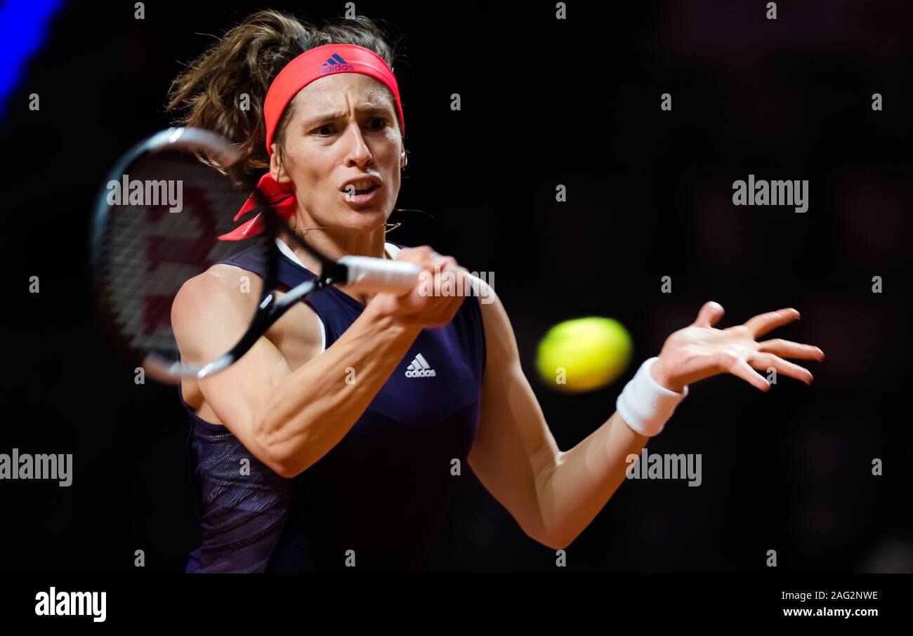 Andrea Petkovic of Germany in action during her first-round match at the 2019 Porsche Tennis ...