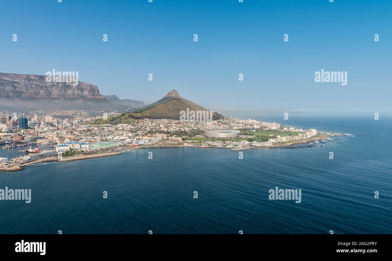 Cape Town, South Africa (aerial view) shot from a helicopter Stock ...