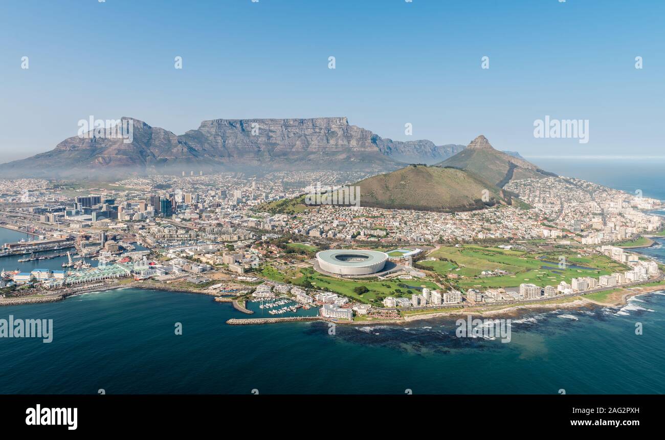 Cape Town, South Africa (aerial view) shot from a helicopter Stock ...