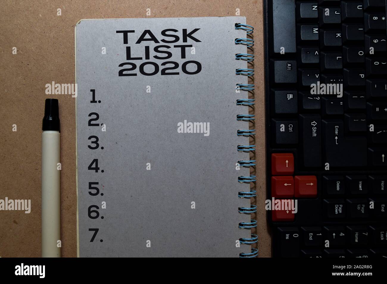 Task List 2020 write on Book. Isolated on office desk background Stock ...