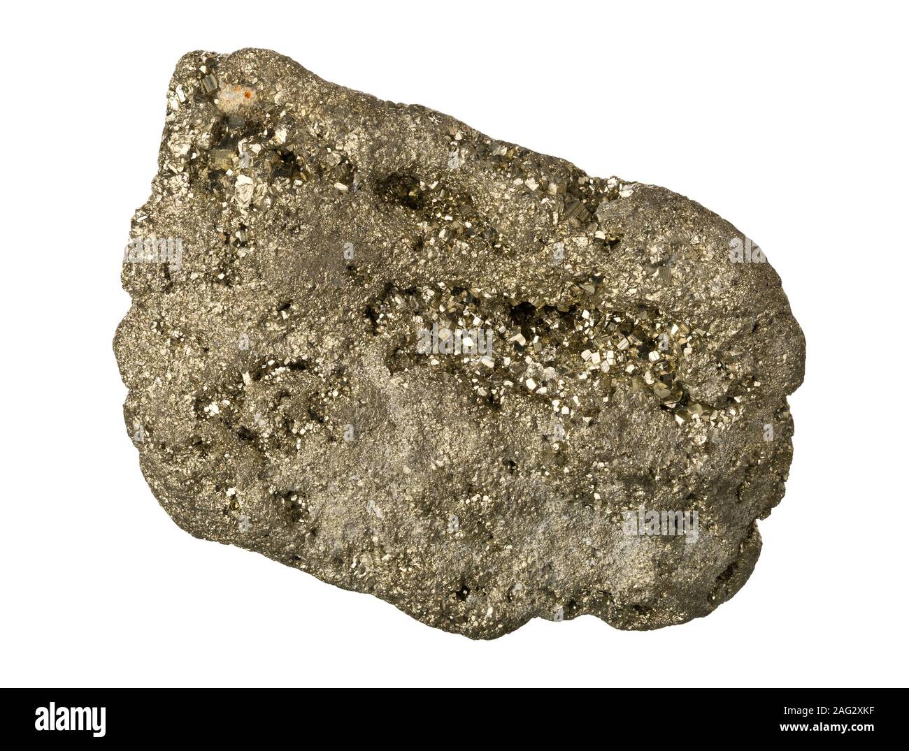 Pyrite (FeS2) crystals from Peru isolated on white background Stock ...