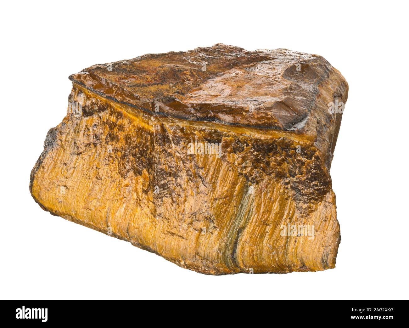 Raw, uncut tiger's eye (also called tiger eye) mineral isolated on ...