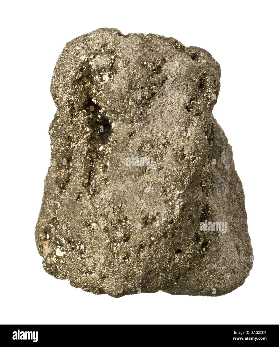 Pyrite (FeS2) crystals from Peru isolated on white background Stock ...