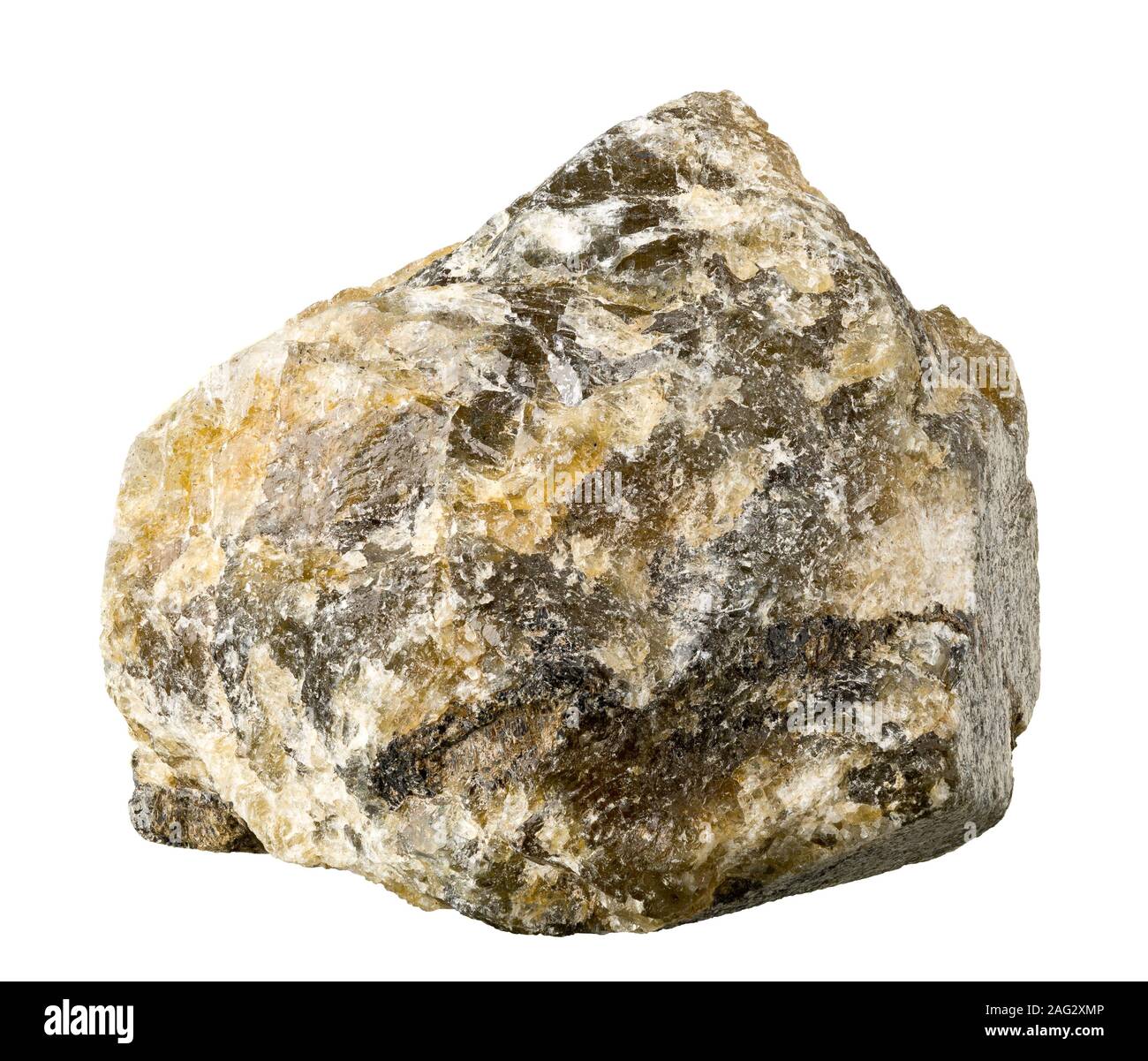 Raw, uncut labradorite rock mineral from Madagascar isolated on white ...