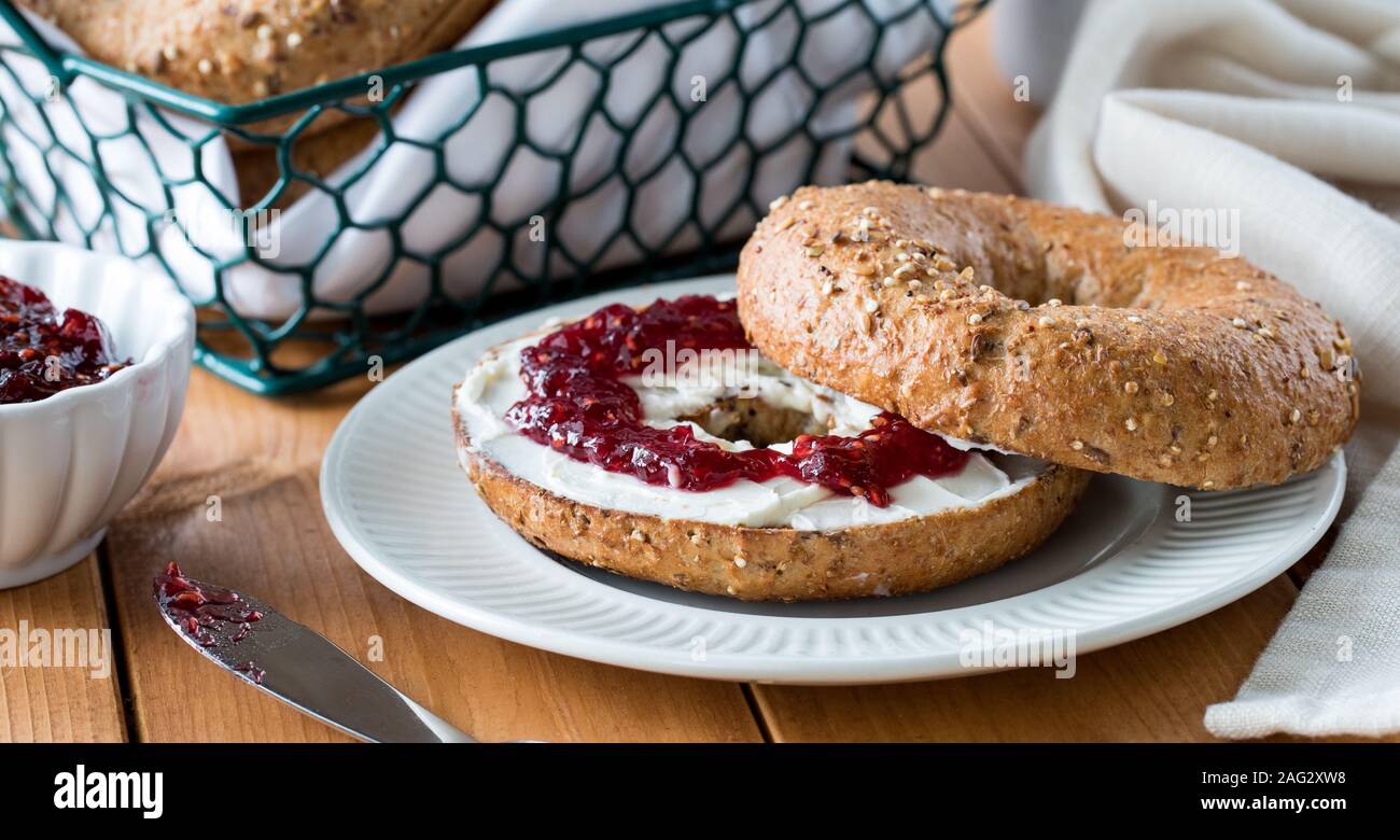 Bagel With Cream Cheese And Jelly