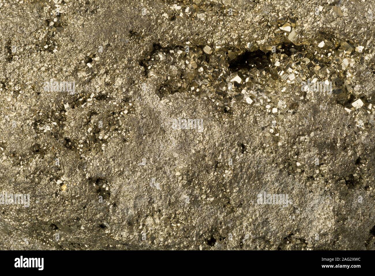 Pyrite (FeS2) crystals from Peru frame filling close up detail view ...