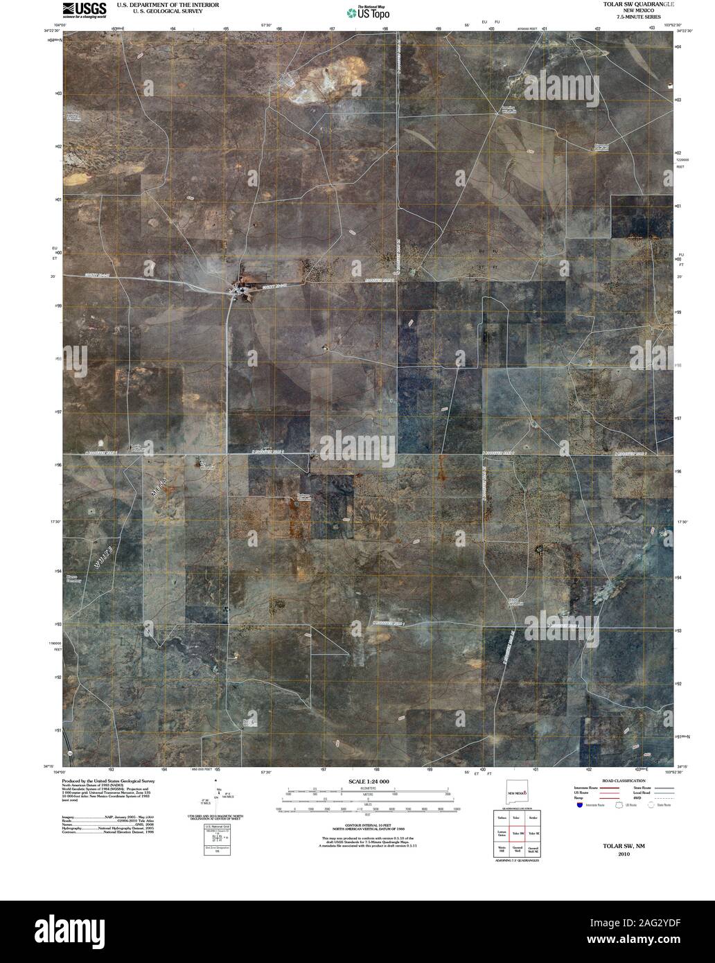 USGS TOPO Map New Mexico NM Tolar SW 20100831 TM Restoration Stock ...