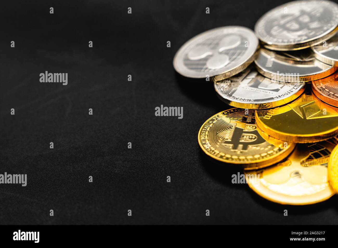 Bitcoin on a dark background. Economic crisis Stock Photo - Alamy