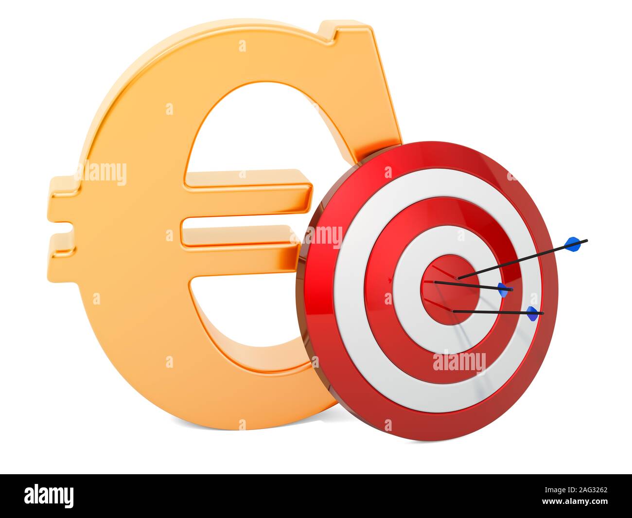 Target with euro symbol, Successful business concept, 3D rendering ...