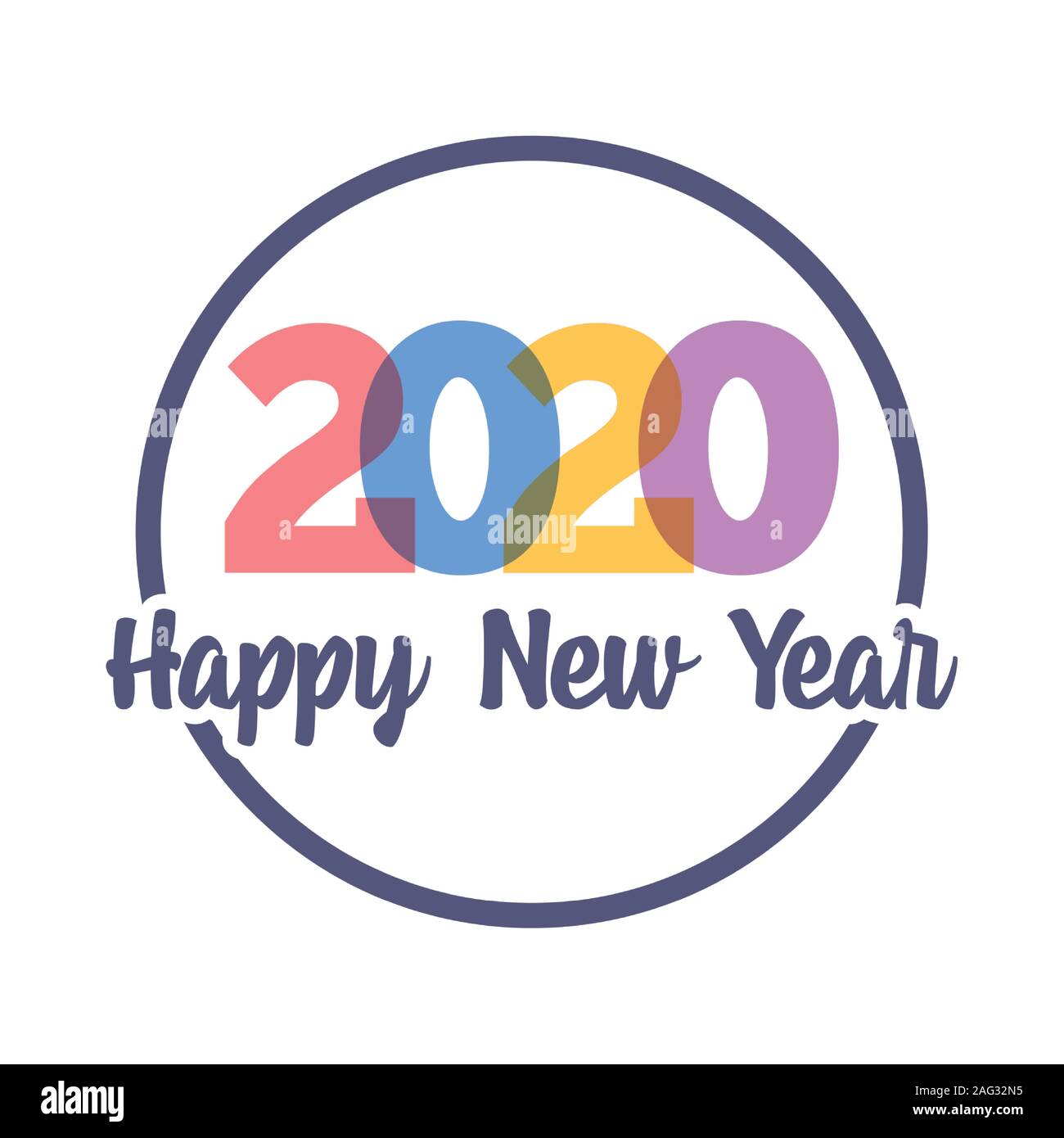 Happy new year 2020 and circle design, Welcome celebrate greeting card ...