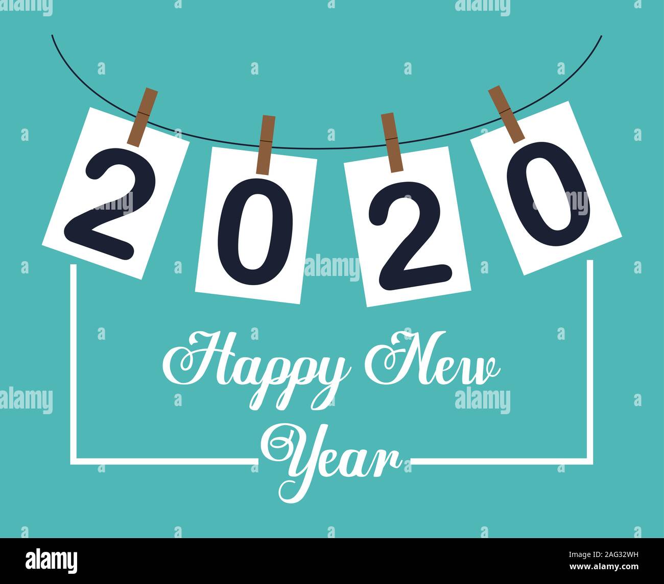 Happy new year 2020 and banner pennant design, Welcome celebrate ...