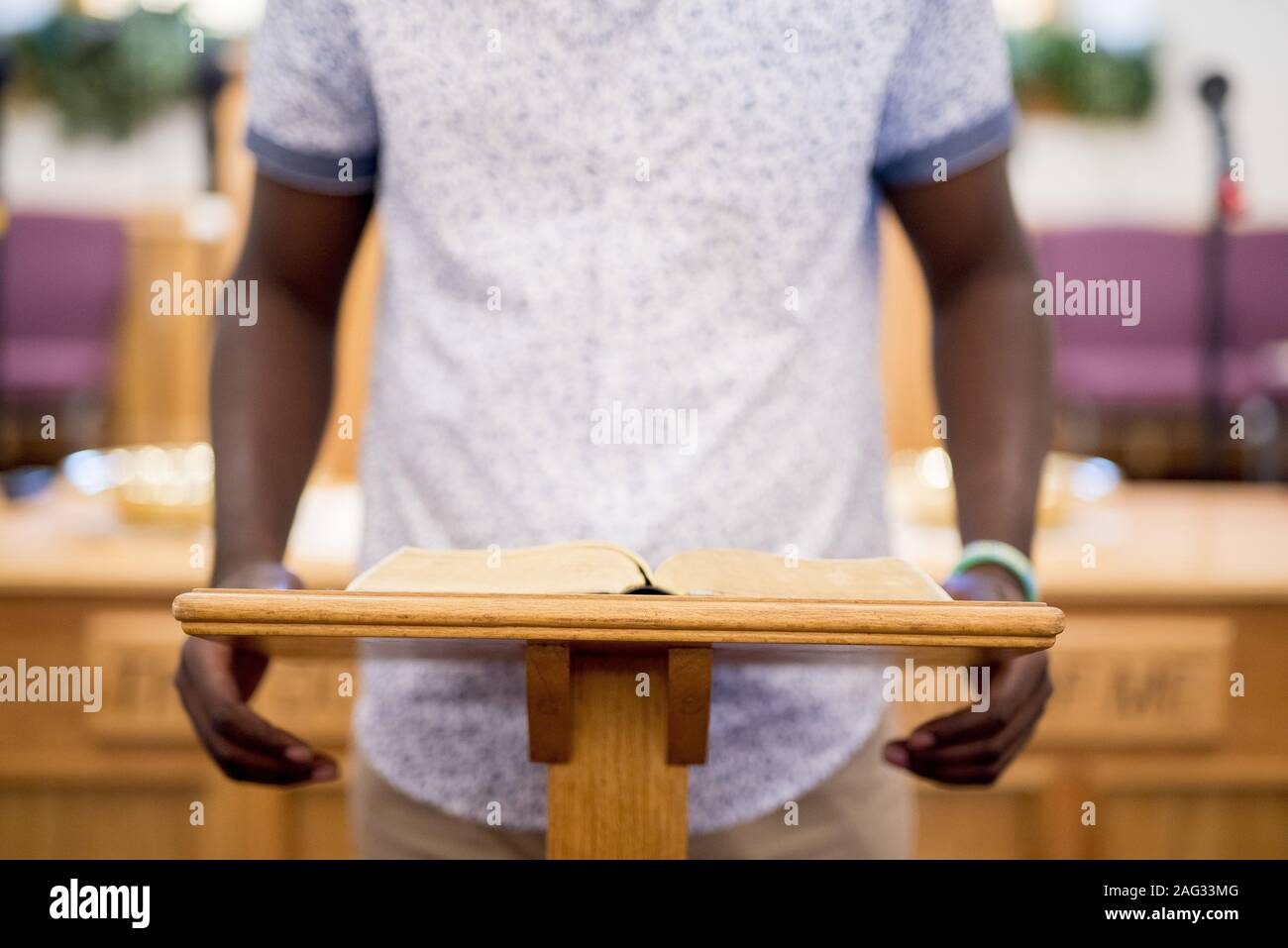 Church Open Bible On Stand High Resolution Stock Photography and Images ...