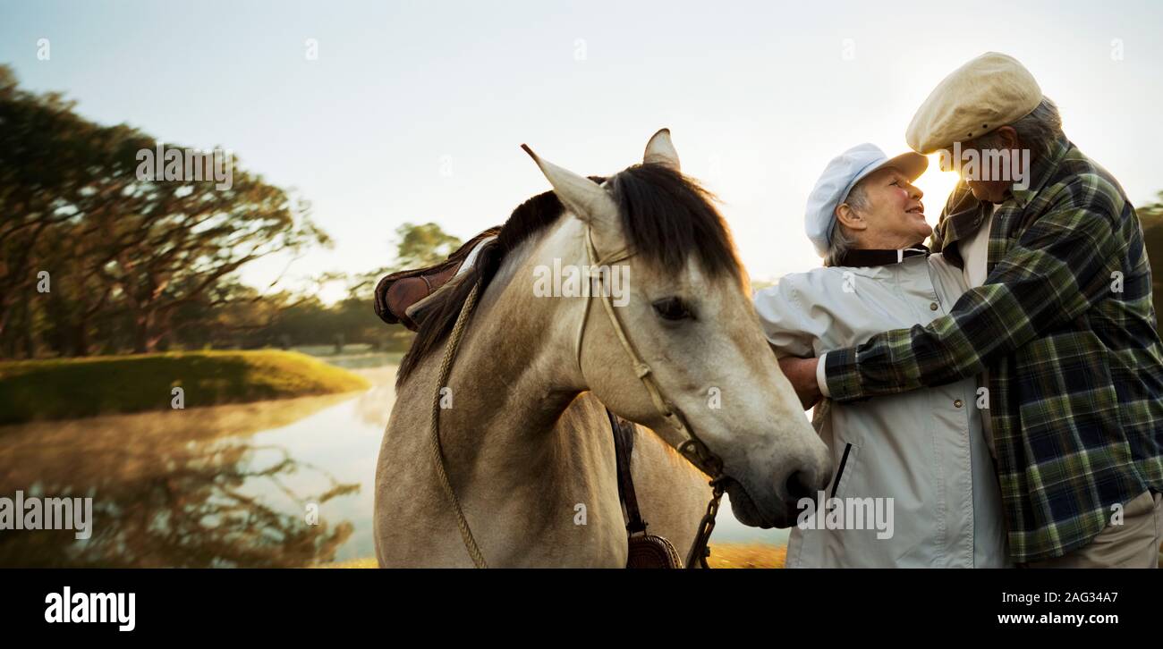 Two men sharing horse hi-res stock photography and images - Alamy