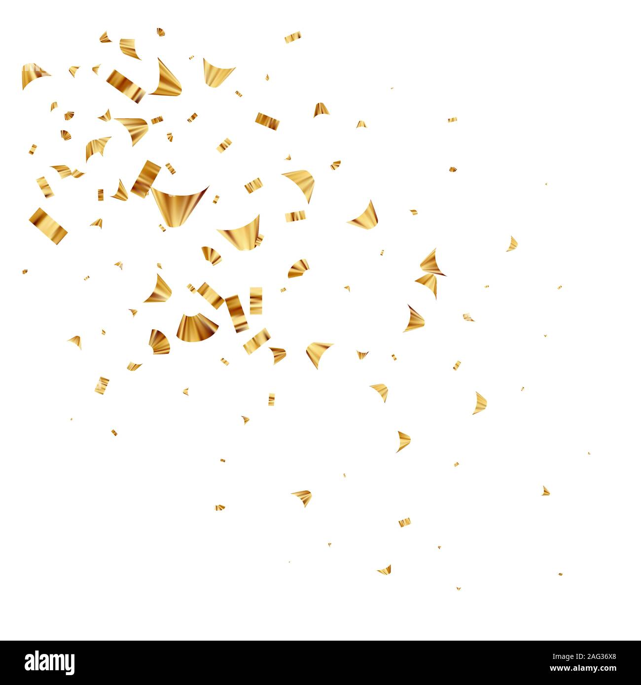 Gold foil confetti isolated on a white background. Festive background ...