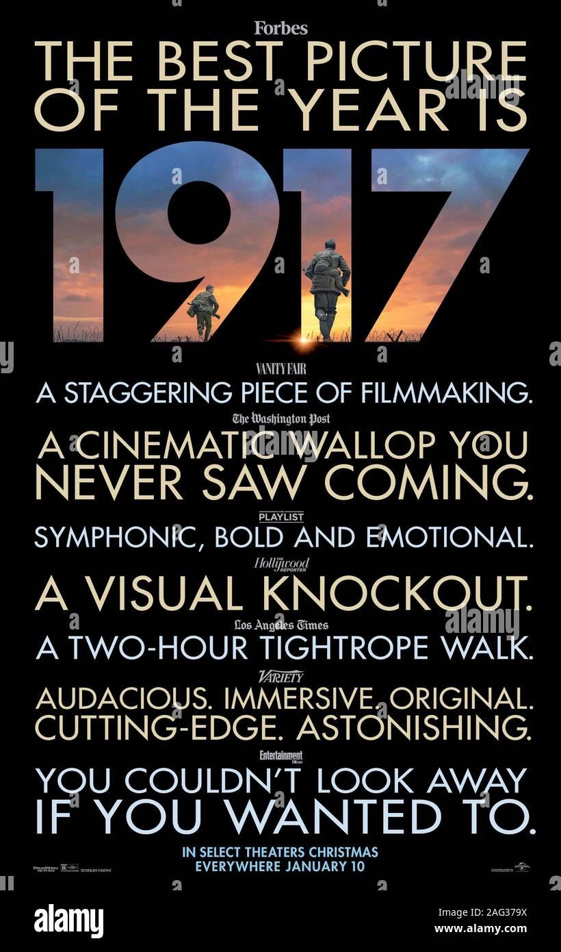 1917, (aka NINETEEN SEVENTEEN), US poster, 2019. © Universal Pictures ...