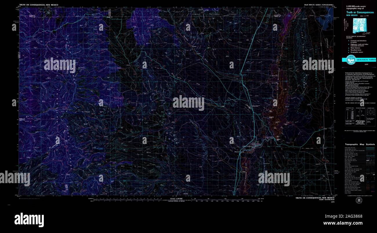 USGS TOPO Map New Mexico NM Truth or Consequences 193382 1979 100000 ...