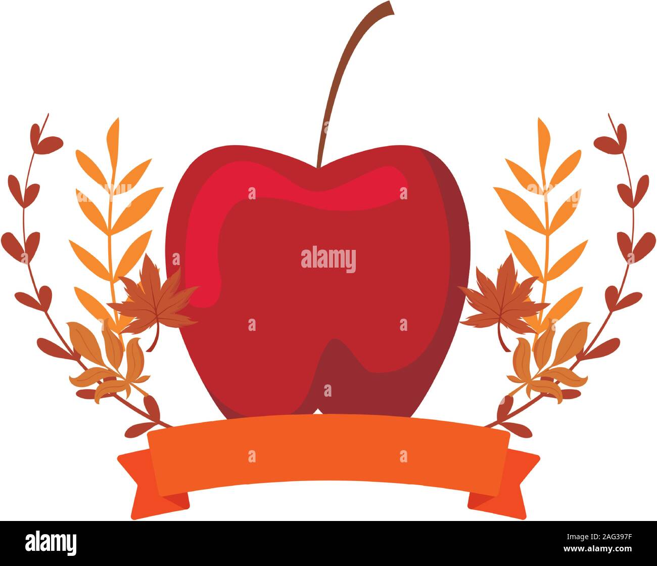 Apple and autumn leaves design, Fruit healthy organic food sweet and ...
